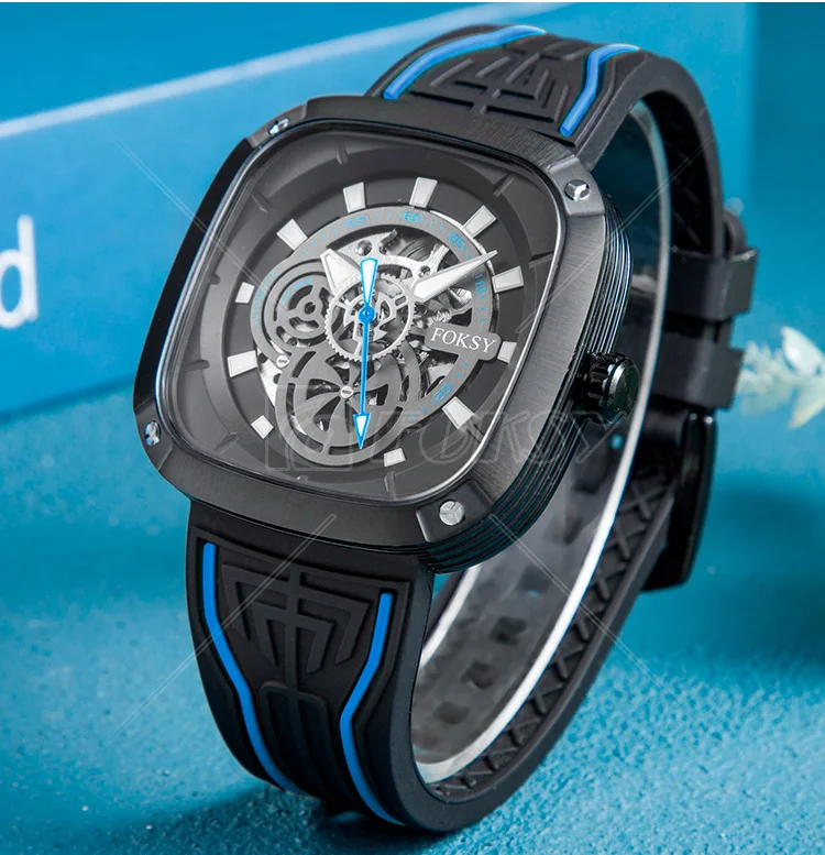 Wholesale Designer Luxury Skeleton Square Hand Watch Custom Logo ...