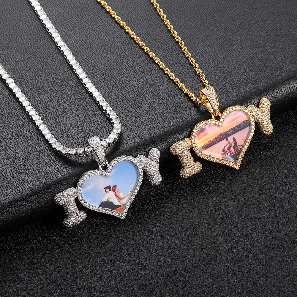 Custom Iced Out 45mm Memory Pendants Necklace Hip Hop
