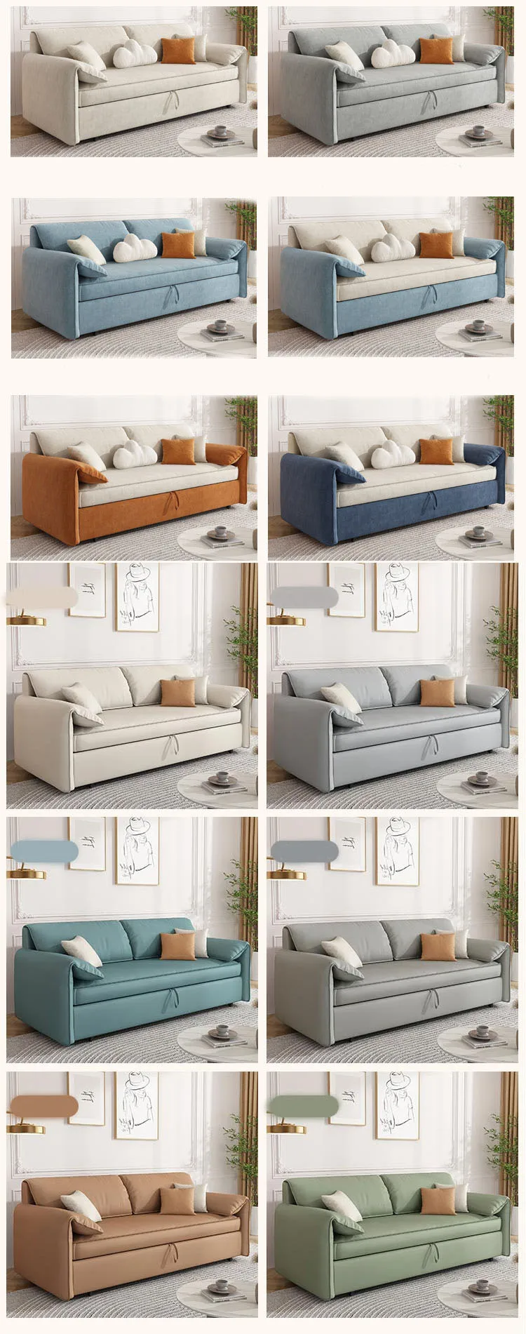 Cheap Full Size Pull Out Good Moisture Absorption Economic Sofa Bed With Storage Upholstered ...