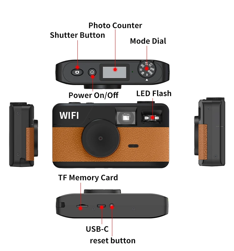 Screenless Wifi Digital Camera Vintage 8MP Images Retro No Screen with ...
