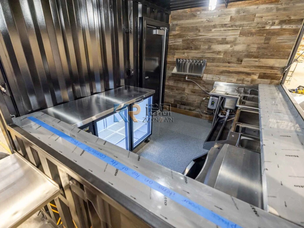 20ft 40ft Mobile Prefab Coffee Kiosk Booth Shipping Container Bar Black ...