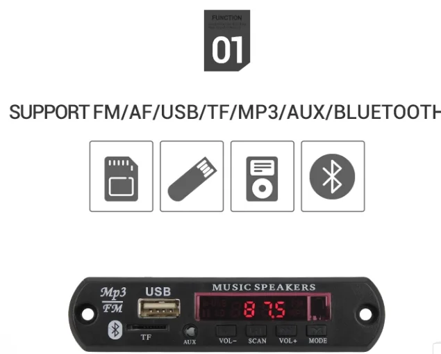 Wholesale USB Radio MP3 Player with Bluetooth Decoder Module