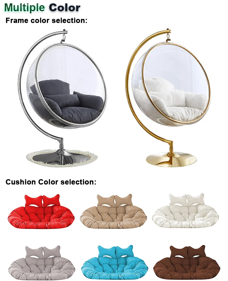 Outdoor Patio Garden Golden Glass Acrylic Bubble Swing Chair