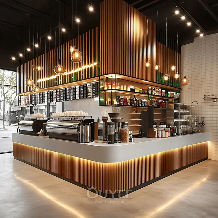 Custom Commercial Coffee Bar Counters for Stylish Coffee Shop Designs ...