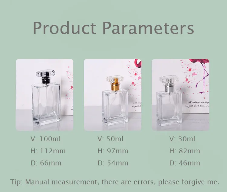 50ml 30ml 100ml Perfume Bottle Packaging Empty Square Vintage ...