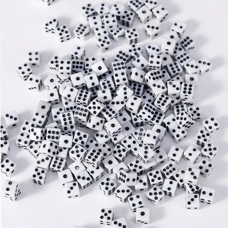 Customizable Acrylic Beads Dice 8mm Black And White Plastic Loose Beads ...