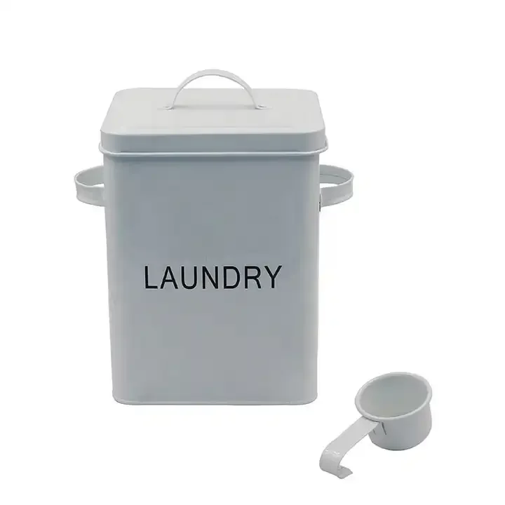 Modern White Farmhouse Laundry Room Laundry Detergent Powder Storage ...