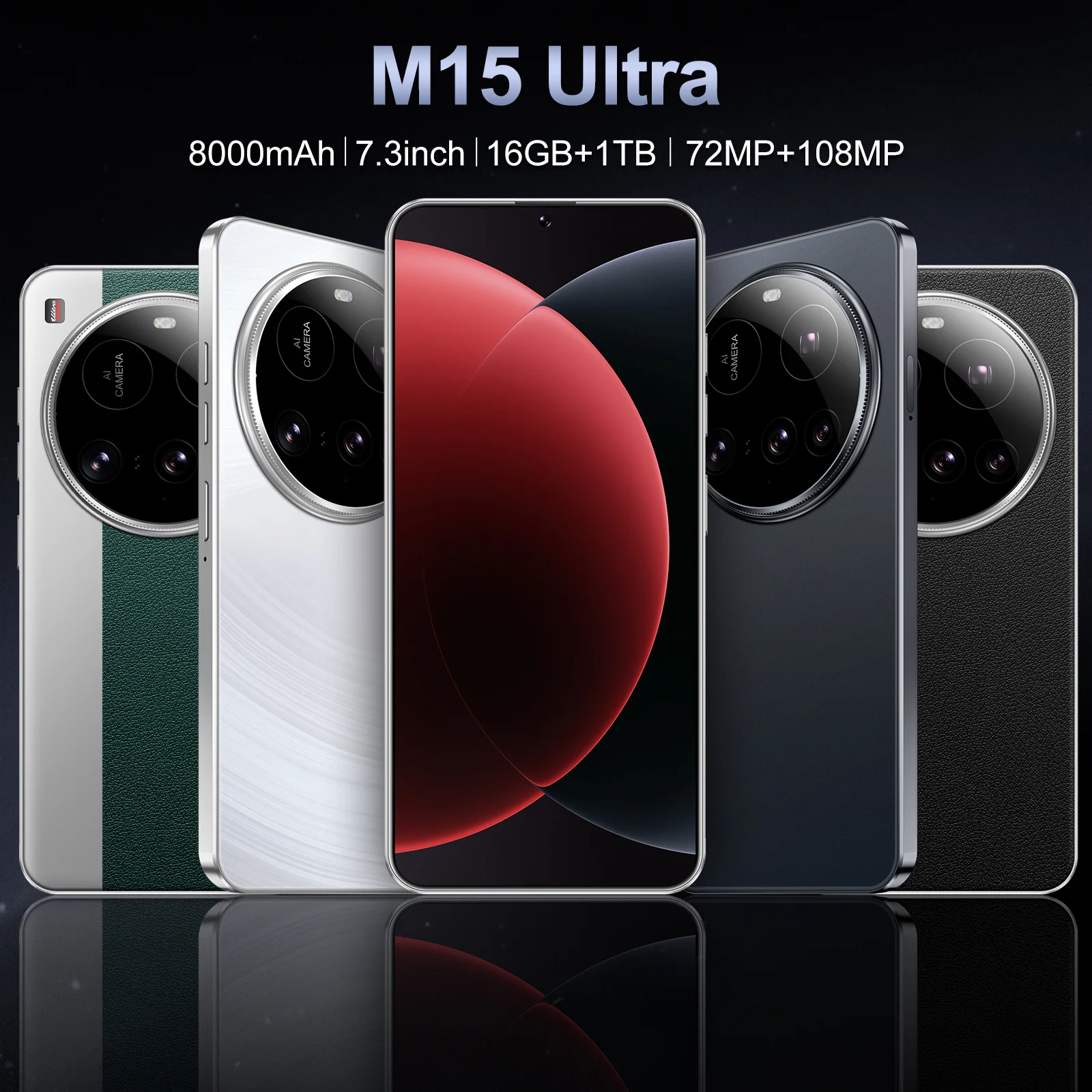 Hot Selling M15 Ultra Flagship 5G Smartphone 72MP 108MP Android 14 for ...