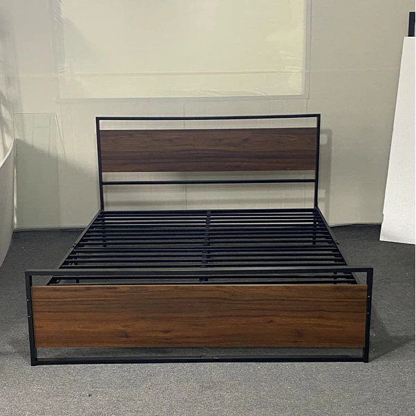 Modern Metal Platform Bed Frame with Wood Headboard| Alibaba.com