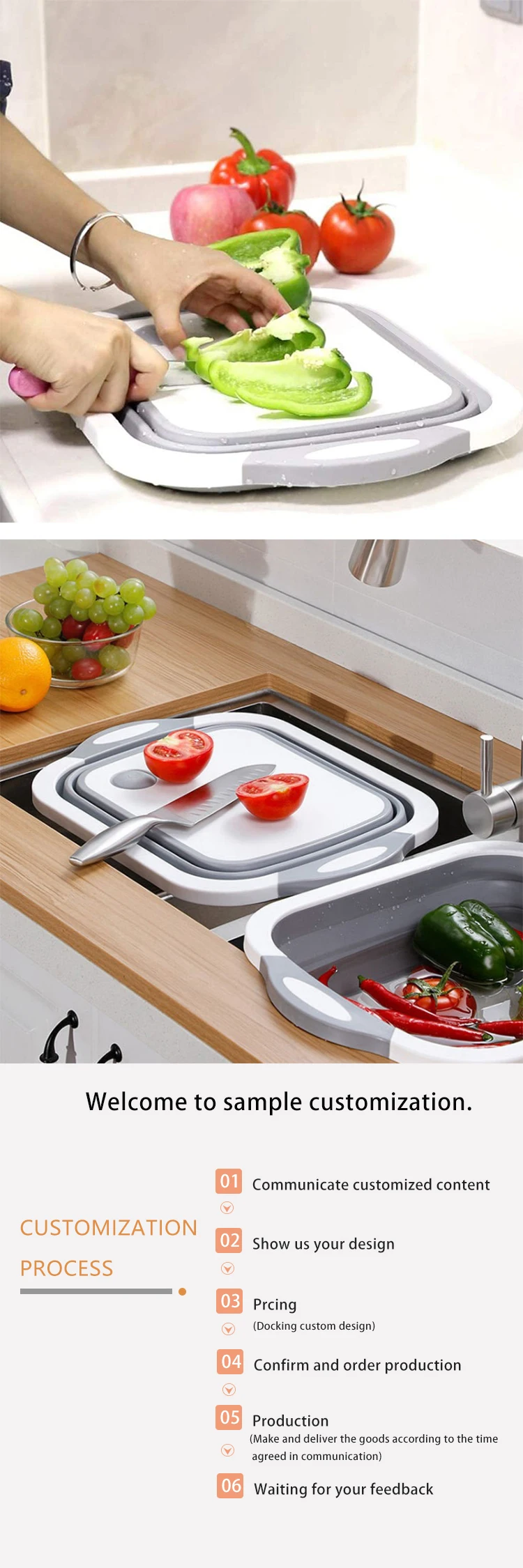 NEW Chopping Board Multi-function Kitchen Plastic Silicone Dish Tub ...