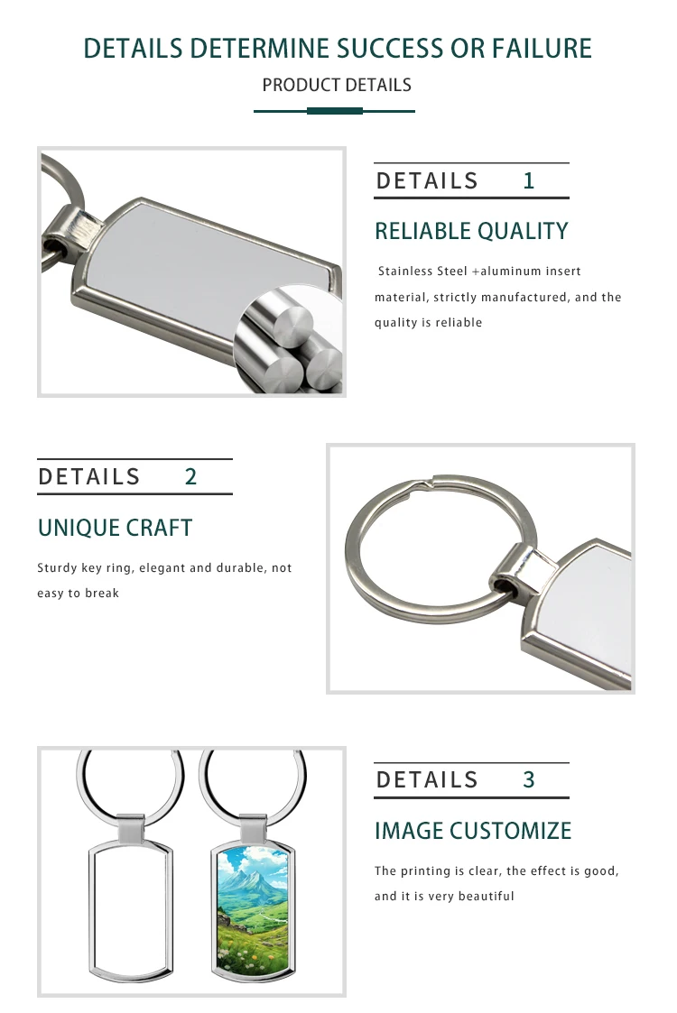 Personalized Diy Custom Sublimation Rectangle Keychain Stainless Steel ...