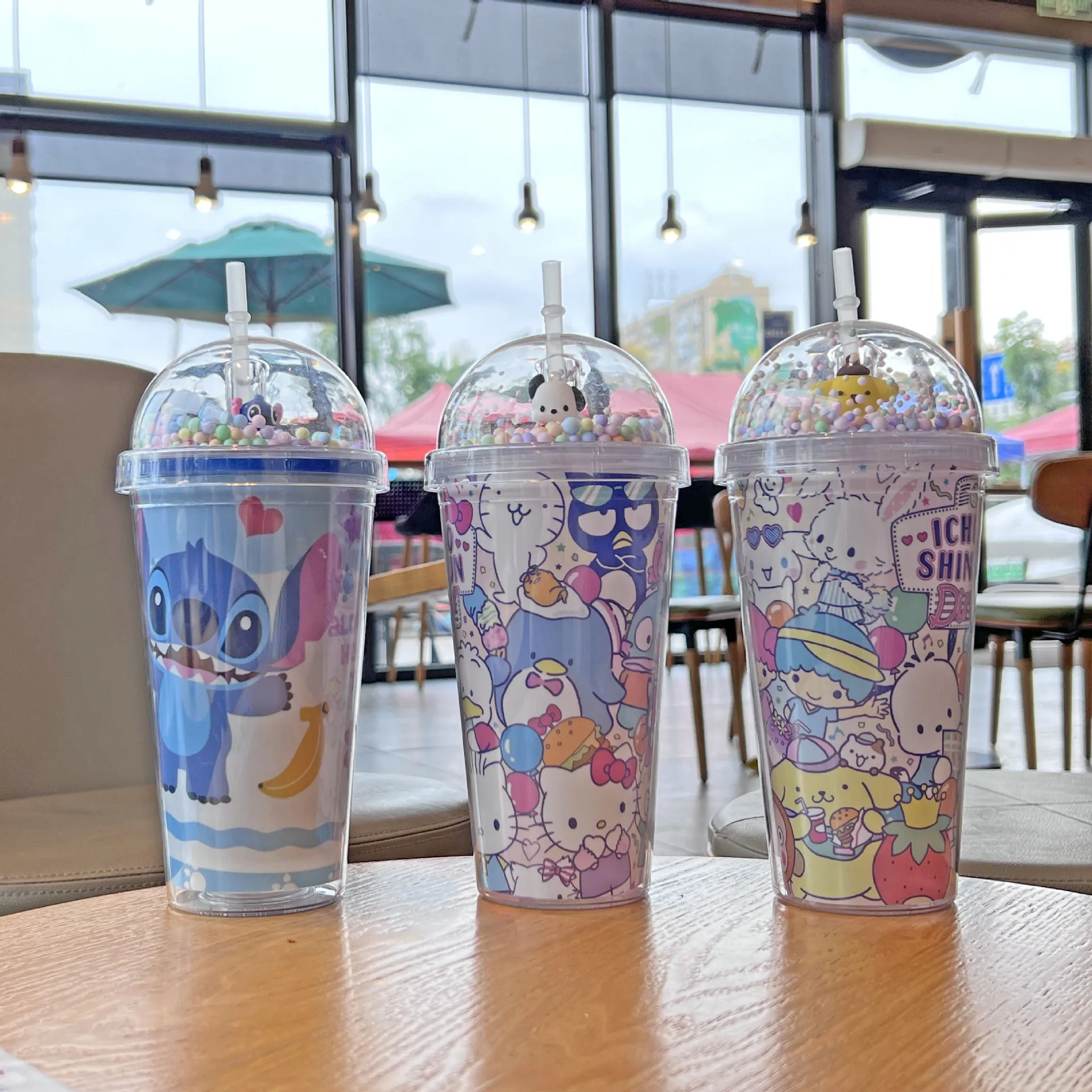 Stitch 450ml Double Plastic Water Cups Cute Cartoon Kids Drinking Cups ...