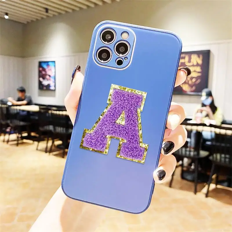 Custom Purple Chenille Letter Glitter Patch Self Adhesive Iron On ...