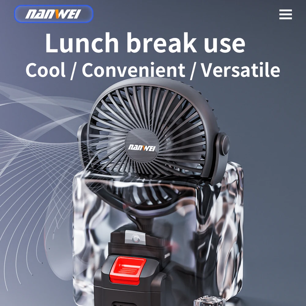 Nanwei 21v Lithium Electric Fan Dc/ac Air Circulation Fan Mini Small ...