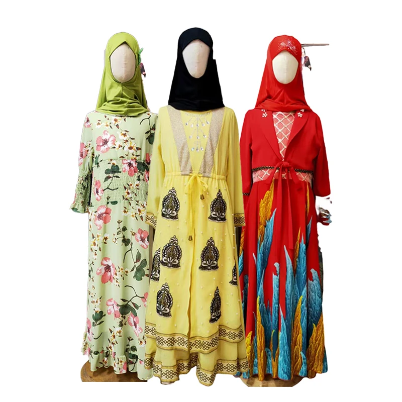Wholesale Kids Muslim Clothing Dresses Long Sleeves Abayas Girls Islam ...