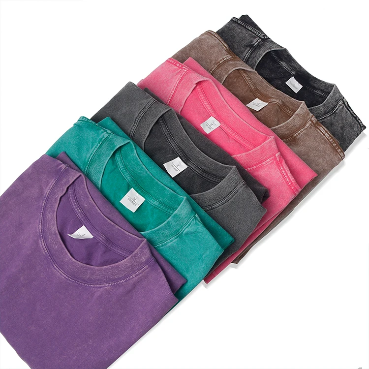 Custom Logo Vintage Washed Cotton Men T-shirt Pure Color Blank ...