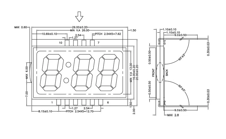 Small Dimension 7 Segment TN Mono Calculator LCD Display