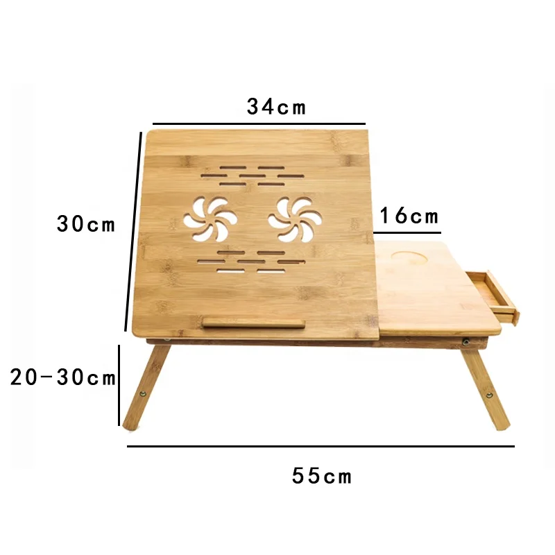 Adjustable Portable Breakfast Serving Bed Tray Bamboo Laptop Desk With ...