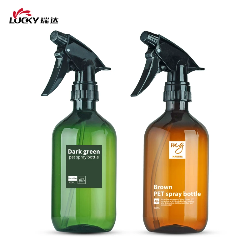 Wholesale 300ML 500ml Round Amber Plastic Empty Spray Bottle Household ...