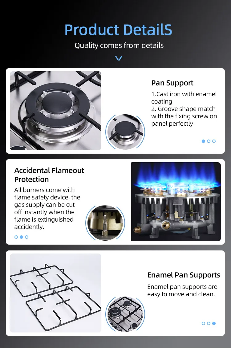 High Quality 4 Burner Gas Stove - Stainless Steel Cooktop