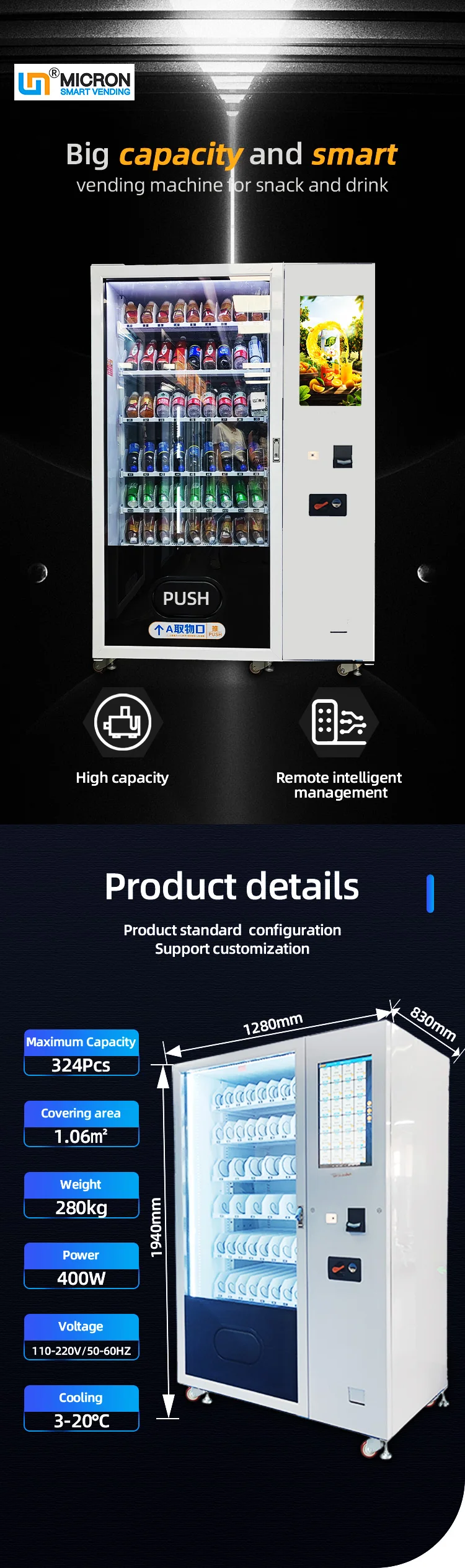 Refrigerated Drink Vending Machines Combo Snack Vending Machine For ...