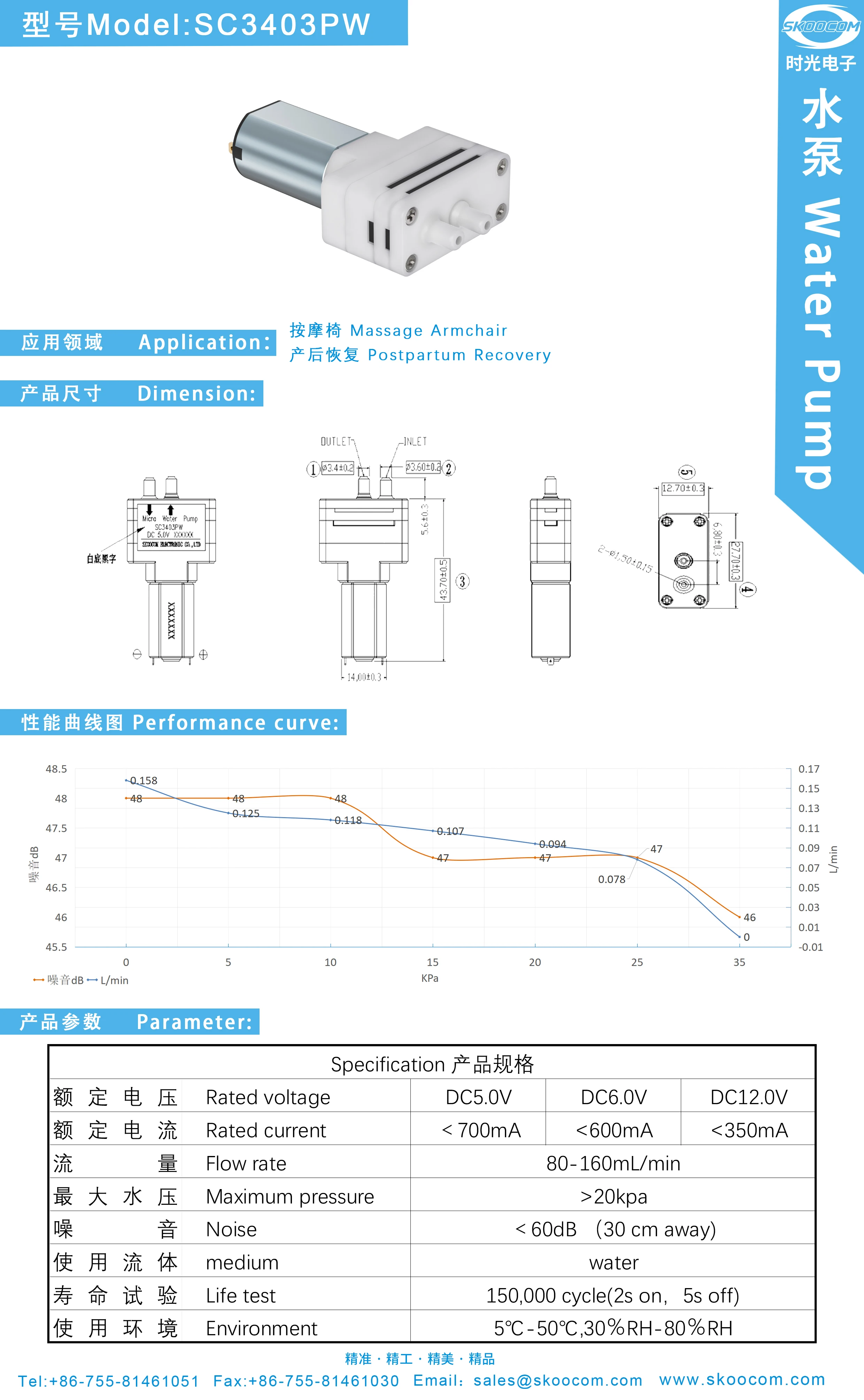 Sc3403pw Dc Mini Compact Water Pump - High Pressure & Efficiency