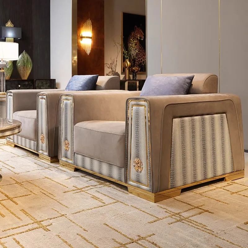 MR Italian Style Luxury Snake Leather Sofa - Modern Living Room