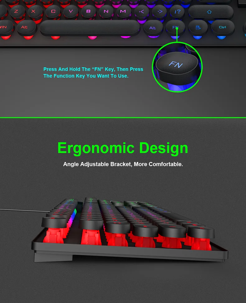 Imice Ak-800 Standard Luminescent Keyboard Wired Keyboard Waterproof ...