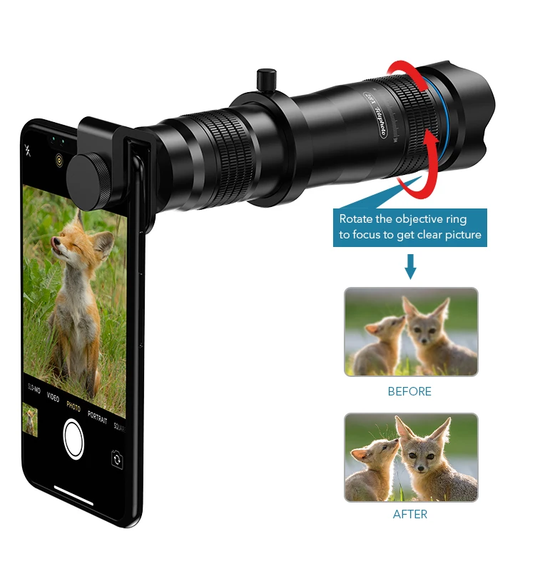Universal Clip On Telephoto 36x Telescope Zoom Lens Hd 3 In 1 Super ...