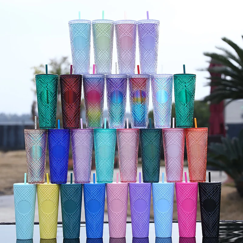 Wholesale Beverage Double Wall Plastic Tumbler Cups 24oz Glitter ...