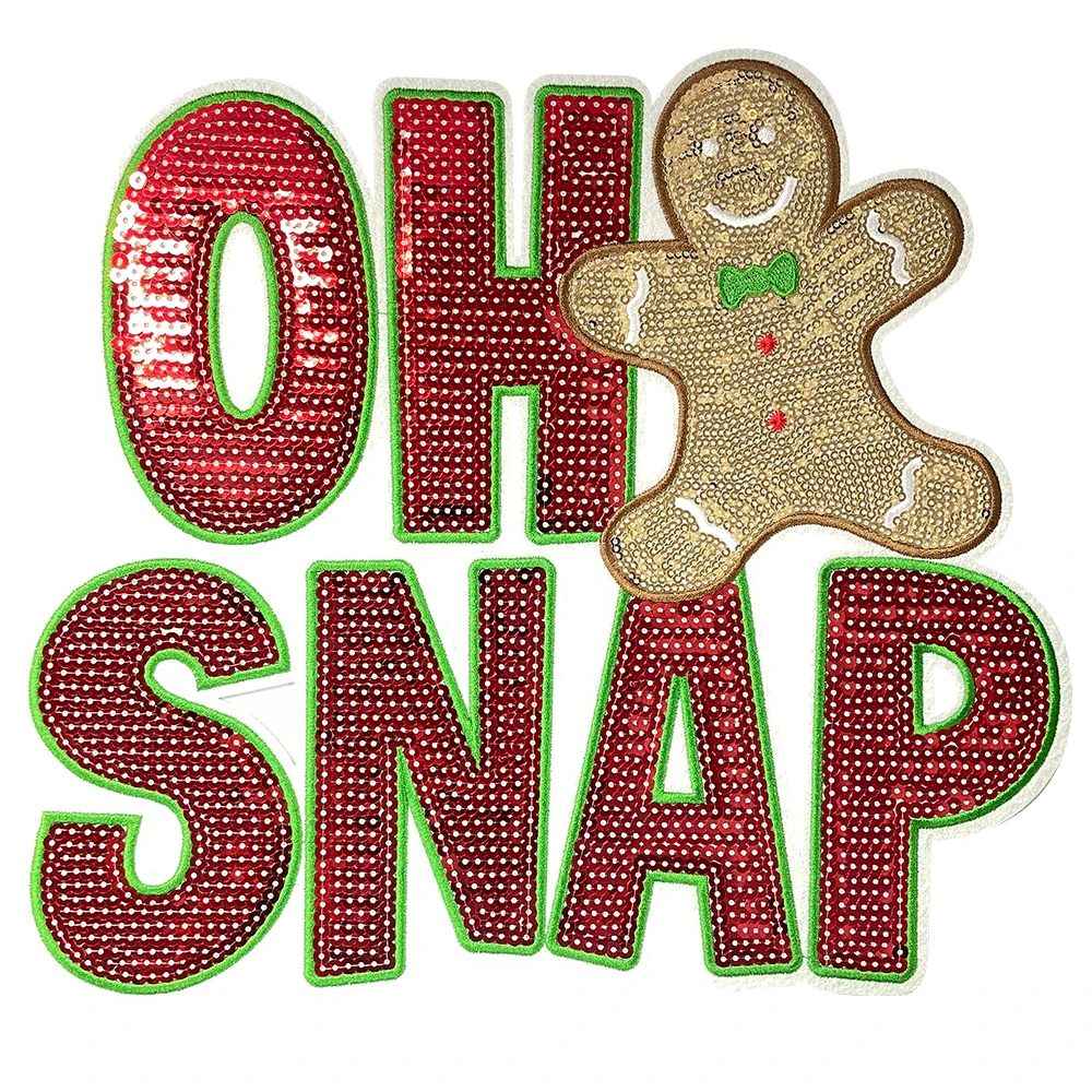 Wholesale Gingerbread Man Sequin Embroidery Patches Iron On Decoration Patches For Clothing With ...