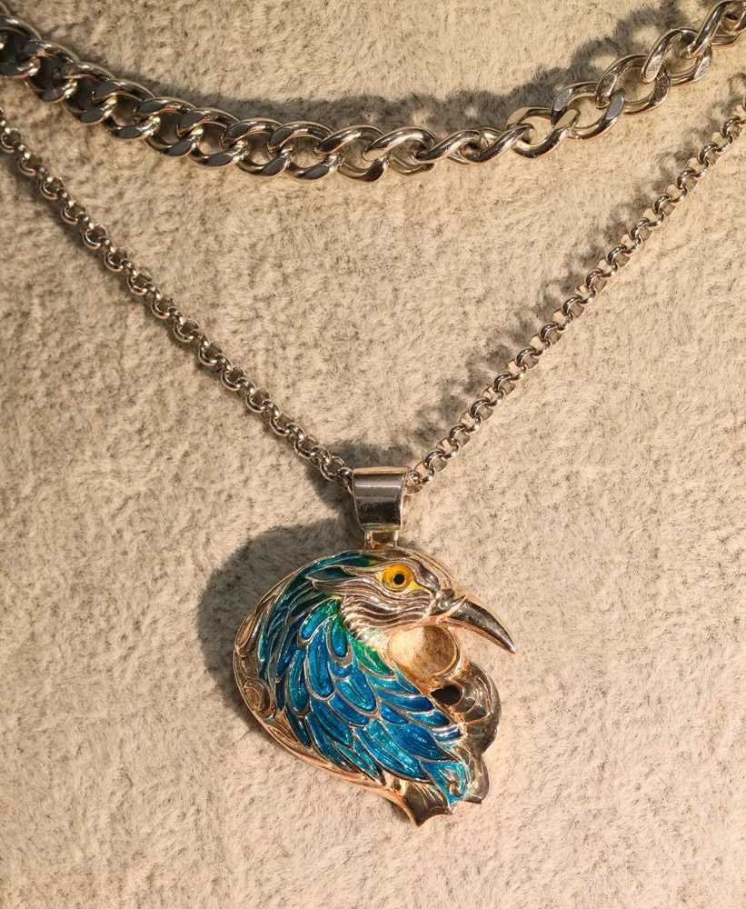 Fine Unisex 925 Sterling Silver Emboss Eagle Enamel Pendant for ...