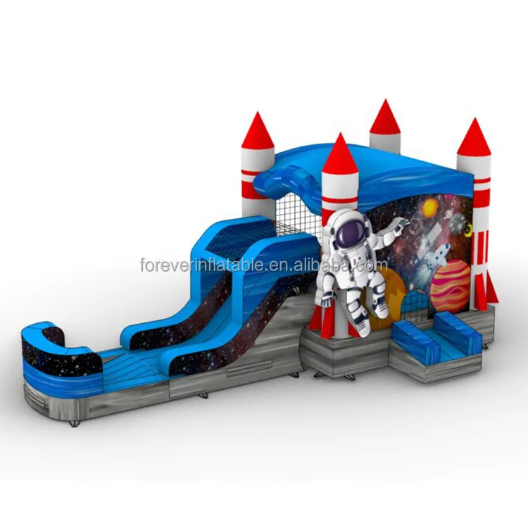 Commercial Themed Party Kids Waterslide Rocket Space Ship Inflatable ...