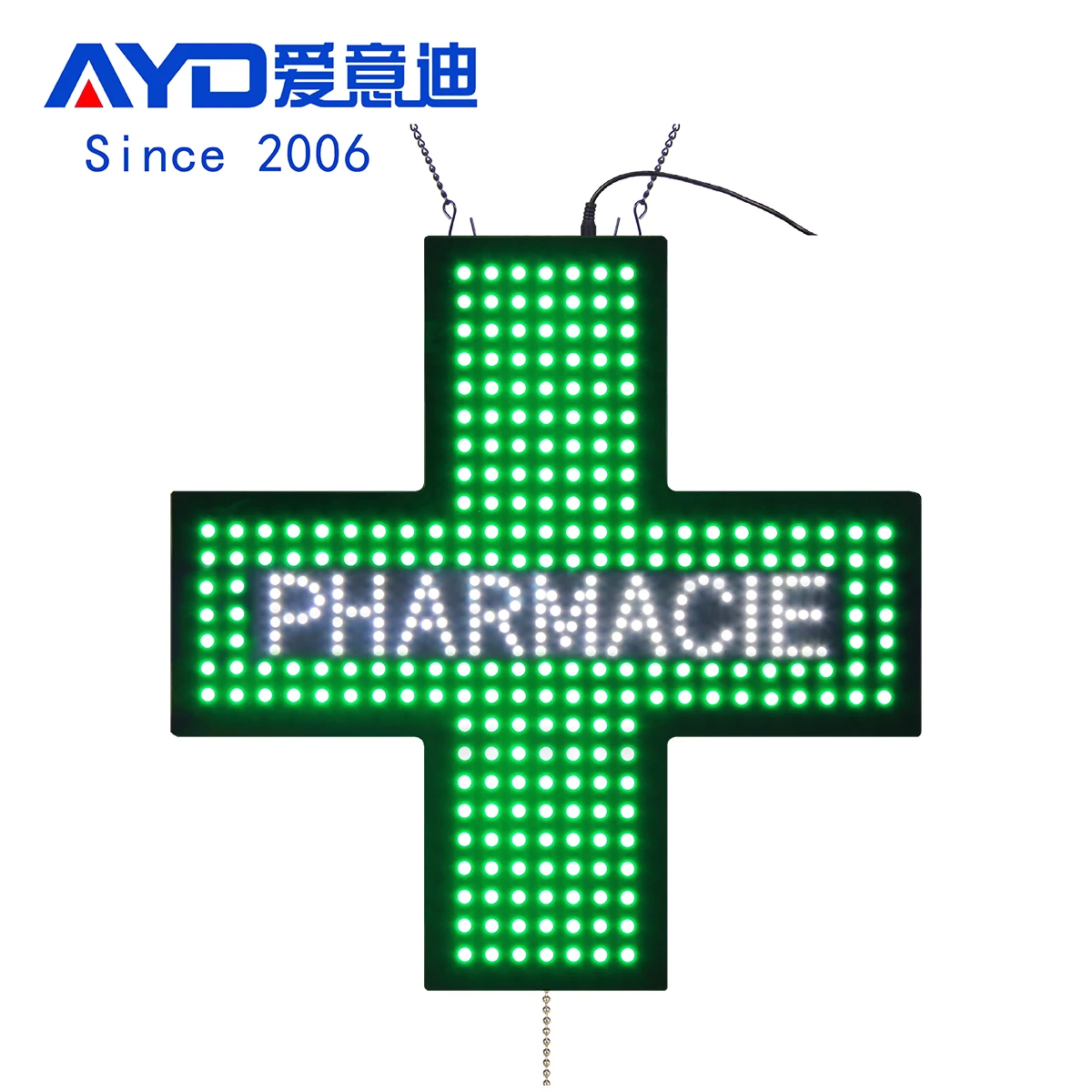 19"x19" Acrylic Signboard High Bright Green Indoor LED Pharmacy Cross ...