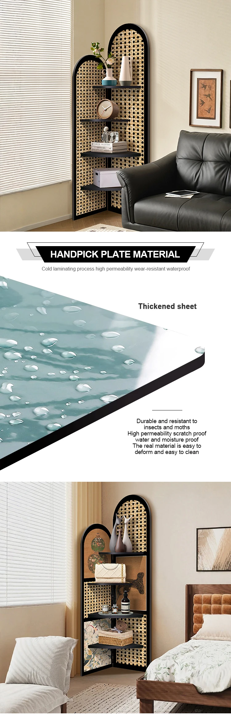 4-layer Corner Partition MDF Multi-functional Shelf Shelf Wall Hanging ...