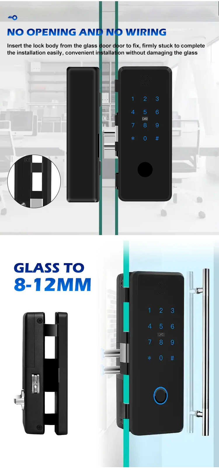 Glomarket Office Fingerprint Card Password Unlock Double Hook Lock ...