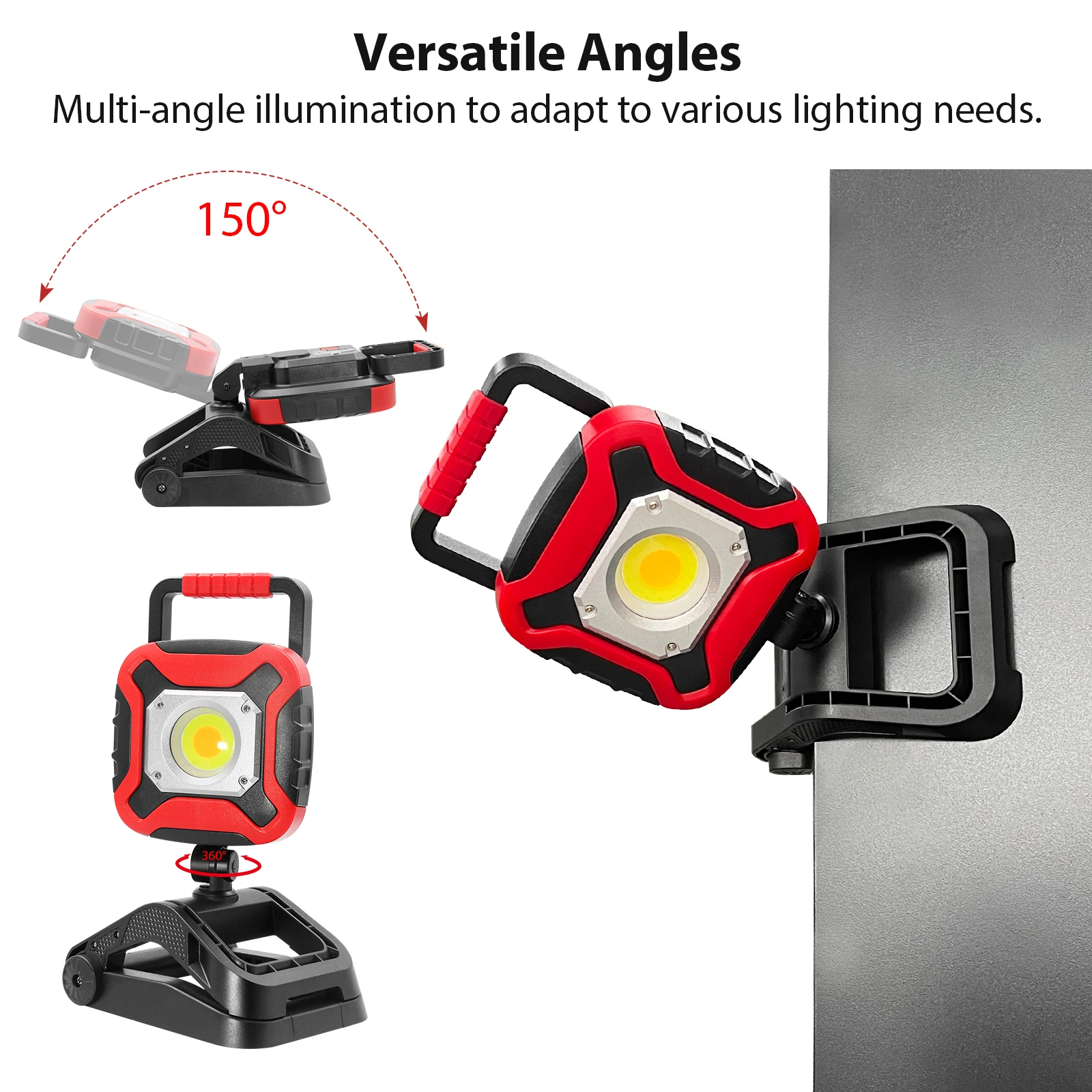 Rechargeable Cob Work Light With 20w 1500lm Adjustable Brightness ...