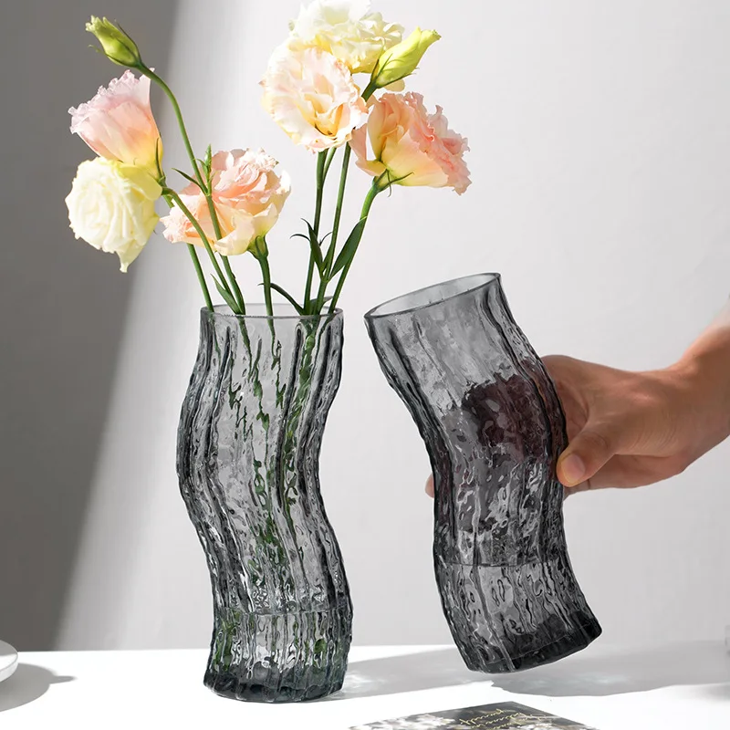 Nordic Decorative Irregular Shape Glass Vase Glass Flower Bud Vase For ...