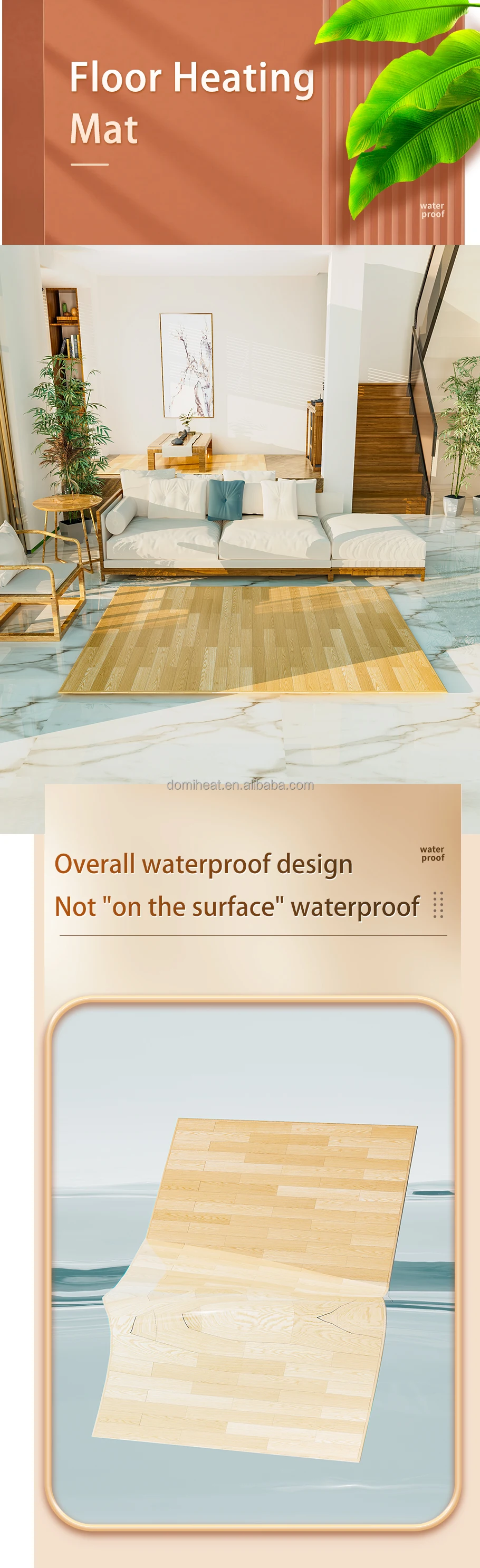 Waterproof Electric Floor Heating Mat Home Use Electric Heat Graphene ...