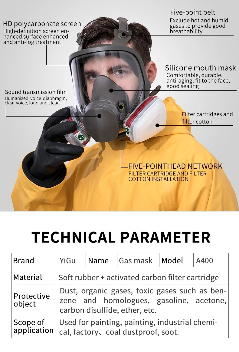 Industrial Full Half Face Oxygen Black Chemical CBRN Respirator Filter ...