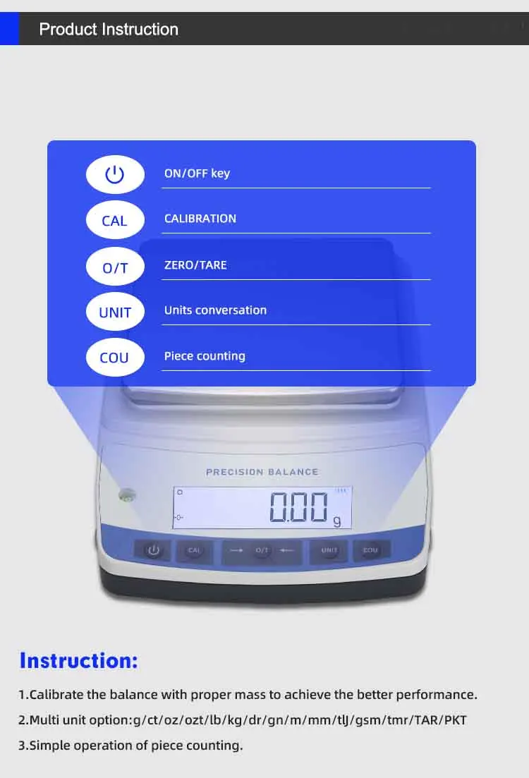 0.1g 0.01g 0.001g Lab Balance Equipment Precision Scale Electronic ...