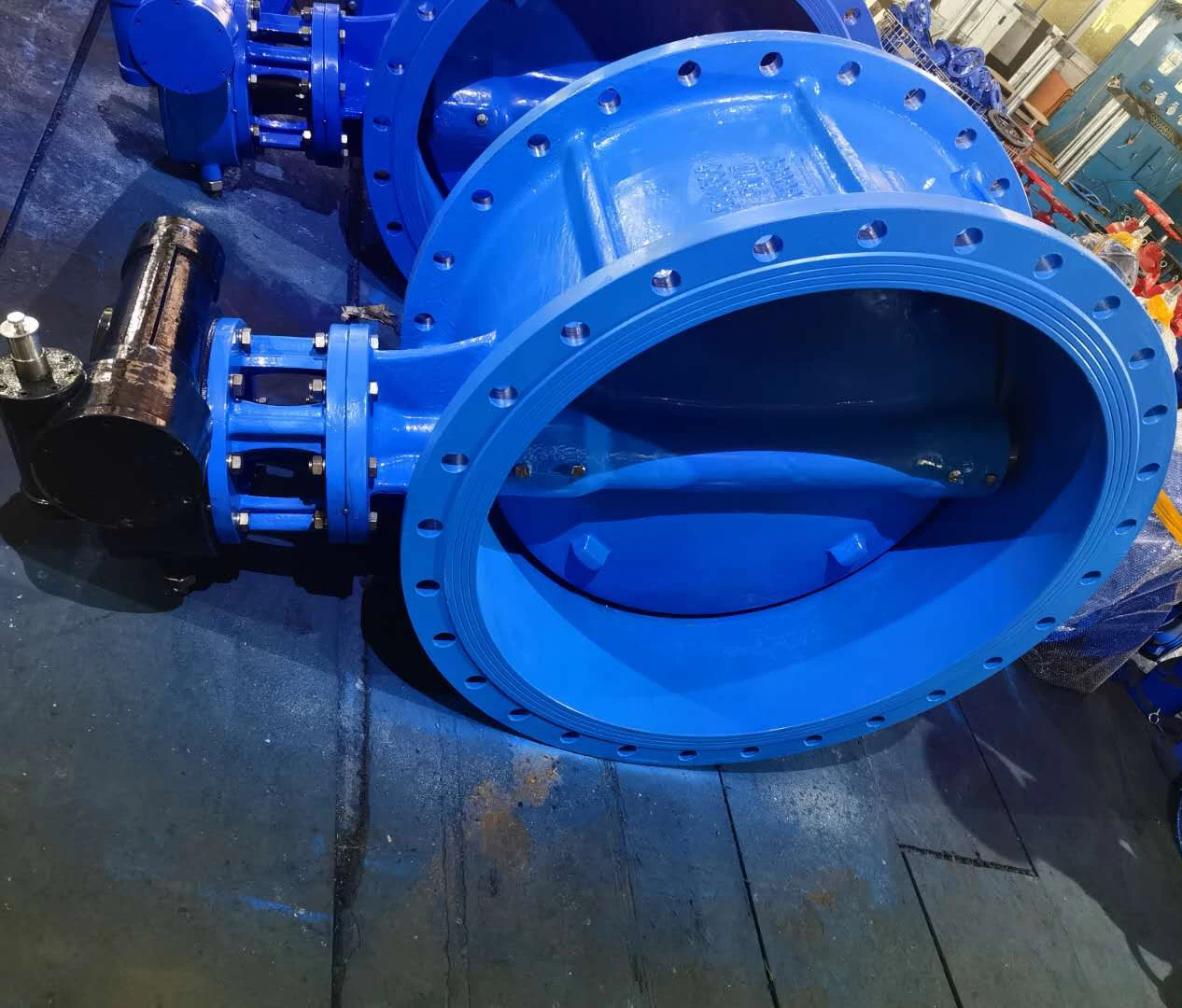 DN900 Double Eccentric Flanged butterfly Valve with Gearbox EPDM Seat Pressure PN10/16/25 Face ...