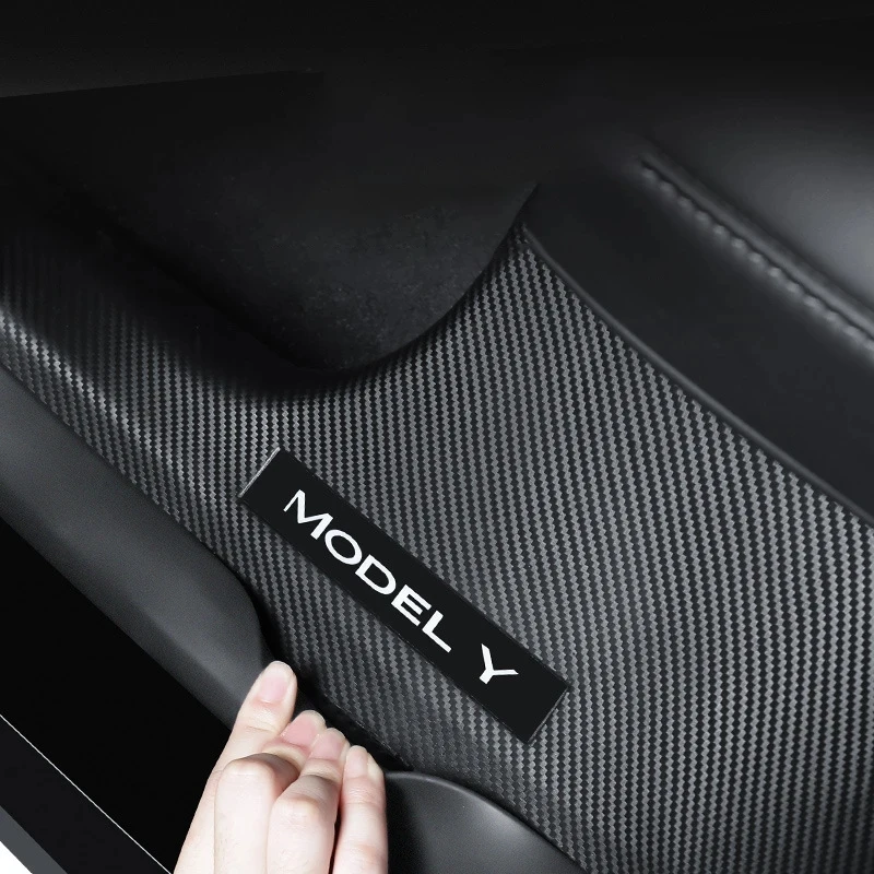 For Tesla Model Y Door Sill Protector Scuff Plates Carbon Fiber ABS ...