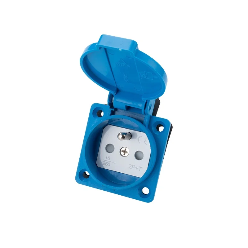 IP44 220v 250v 16A 2P+T 2pin French Belgian Wall Panel Socket