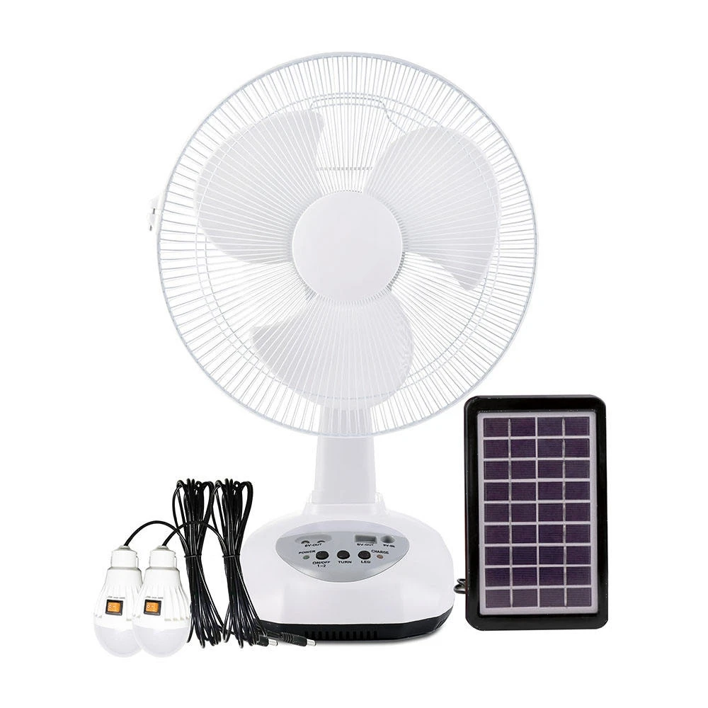 12 Inch Solar Fan 5 Blades Table Electric Fan Ac Dc Solar Charging ...