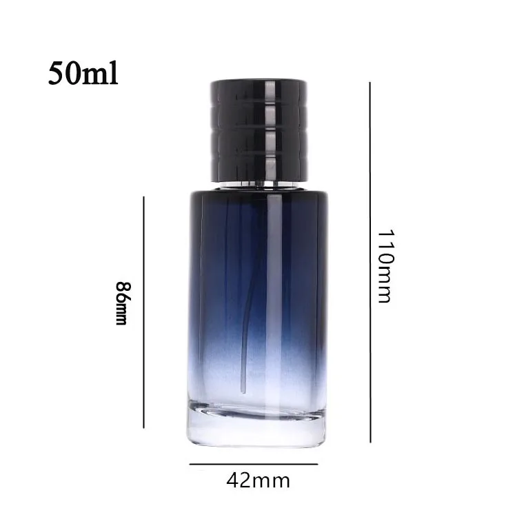 Dark Blue Refillable Perfume Bottle Packaging Custom Luxury Clear 50ml ...