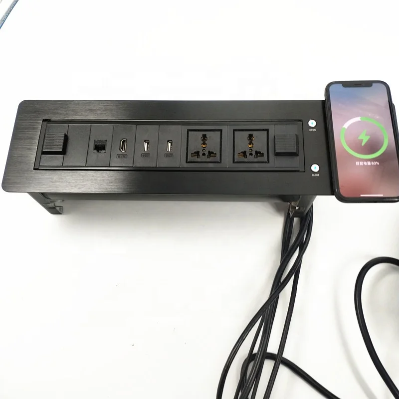 Aluminum Alloy Motorized Flip up Rotary Electric Office Desk Conference ...