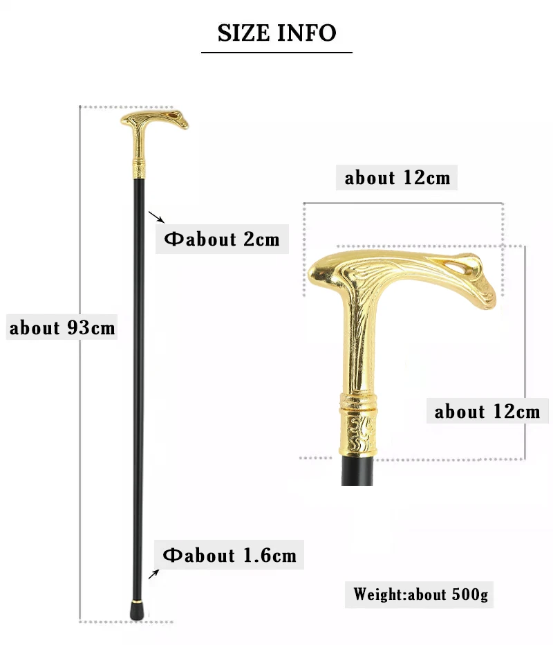Shooting Props Golden Angle Head Handle Cane Self Defense Stick Walking ...