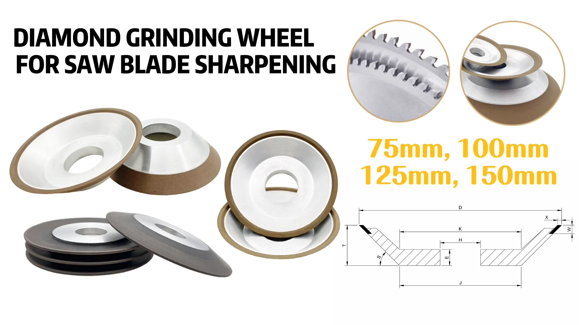 Sharpening Saw Blade Abrasive Tools Cbn Diamond Grinding Wheel 12v9 ...