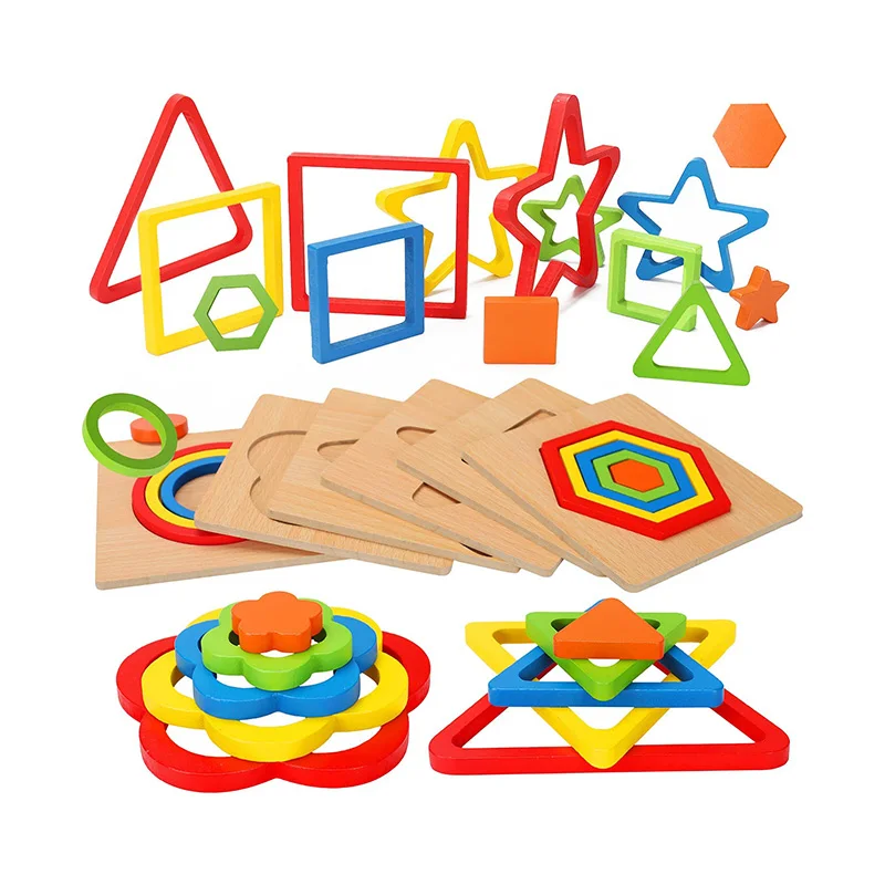 Monteesori Material Geometric shape cognition 3D puzzle children's ...